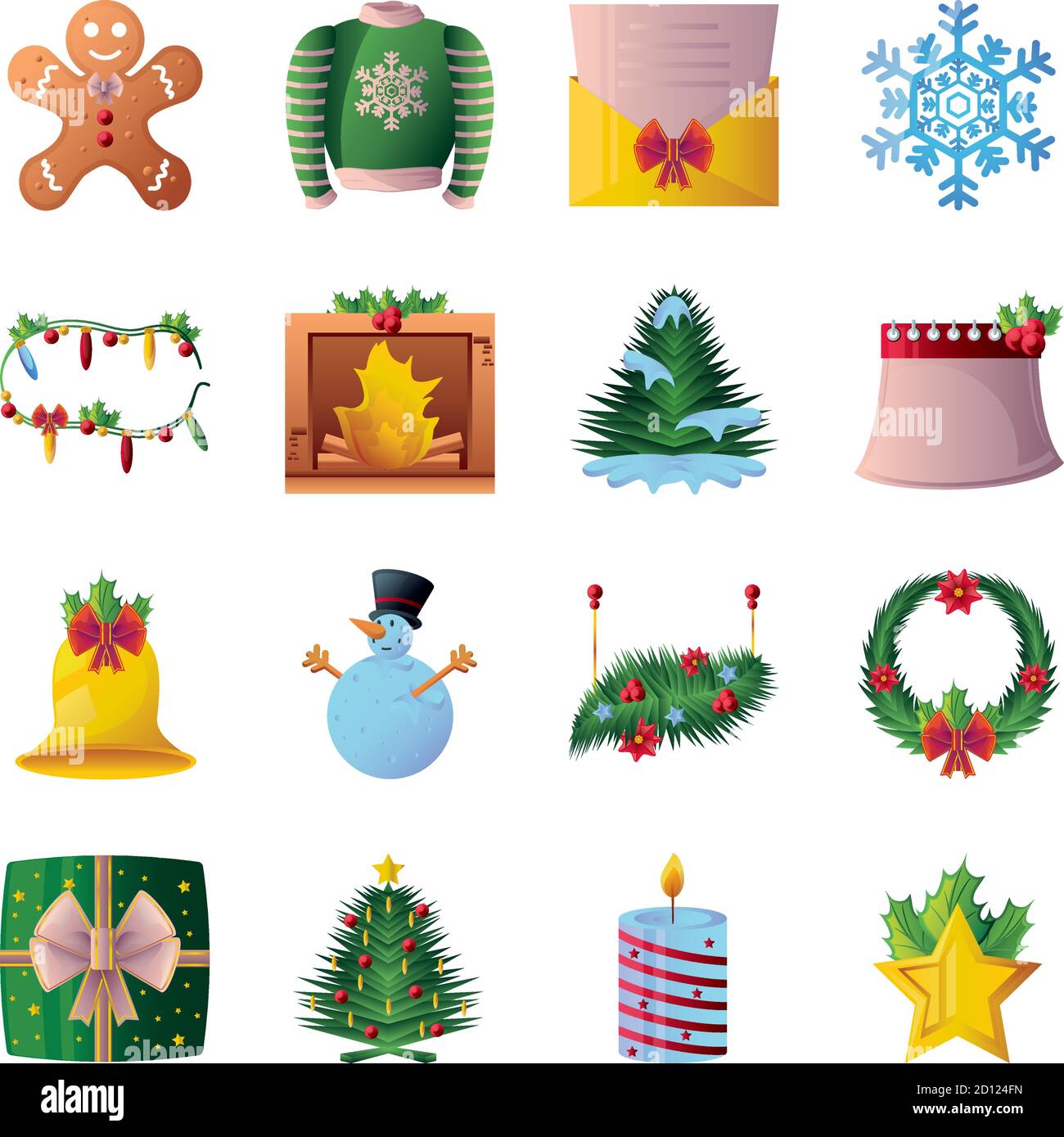 christmas icon set on white background vector illustration design Stock ...