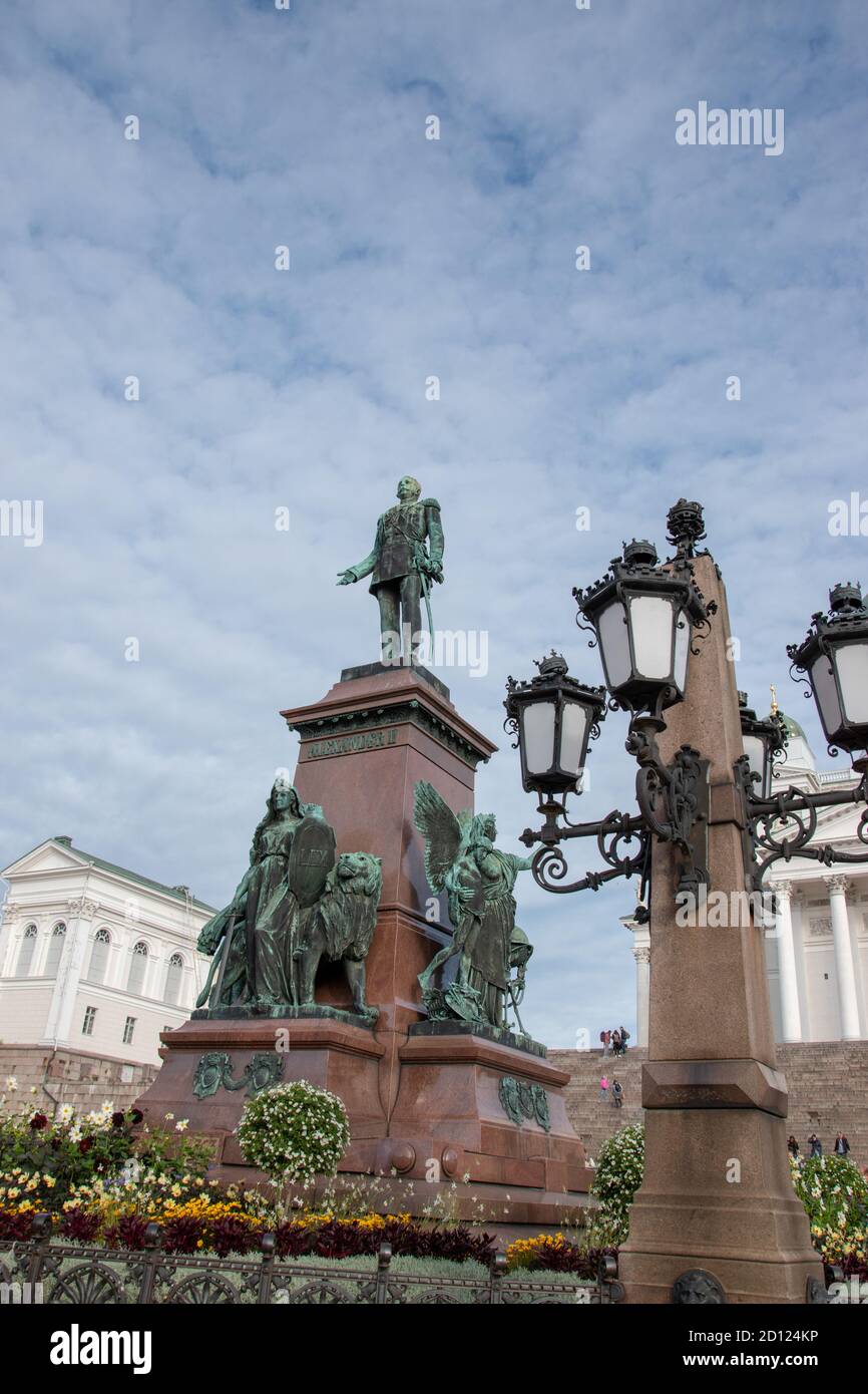 A statue of Emperor Alexander II by Walter Runeberg, is located in the ...