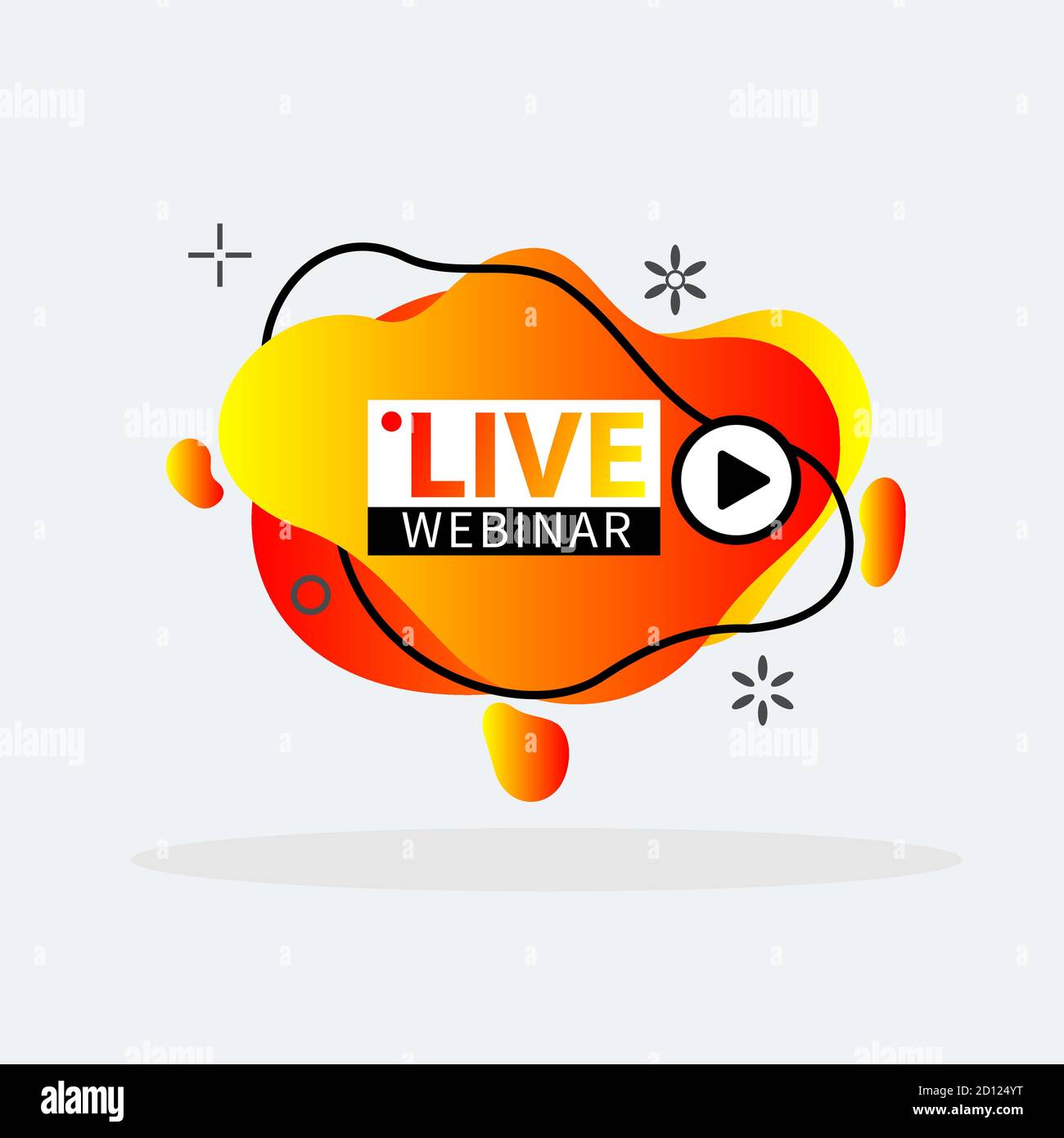 Live Webinar liquid Button, icon, fluid, emblem label gradient Vector illustration flat linear ...