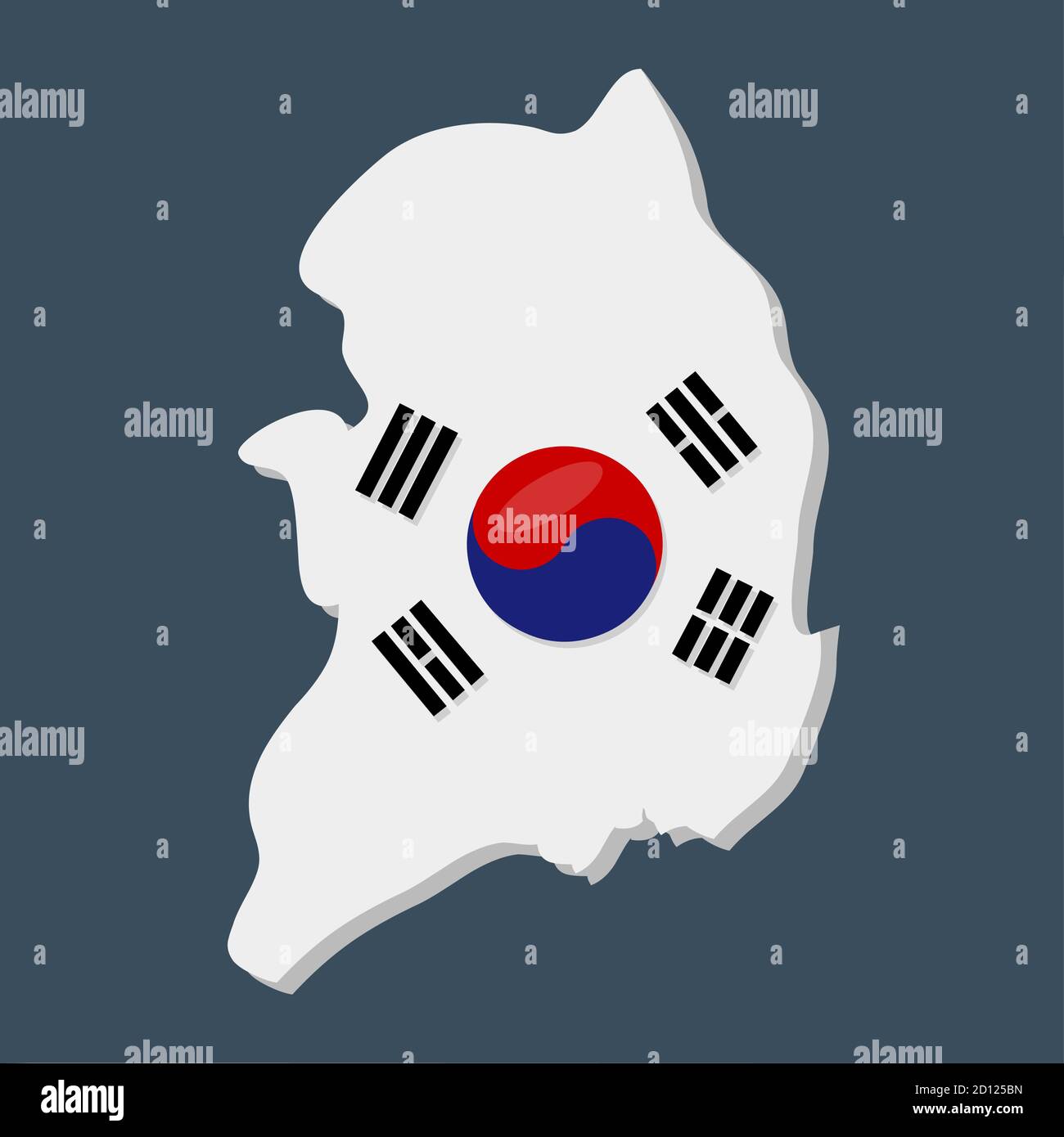 south korea map with south korea national flag inside vector ...