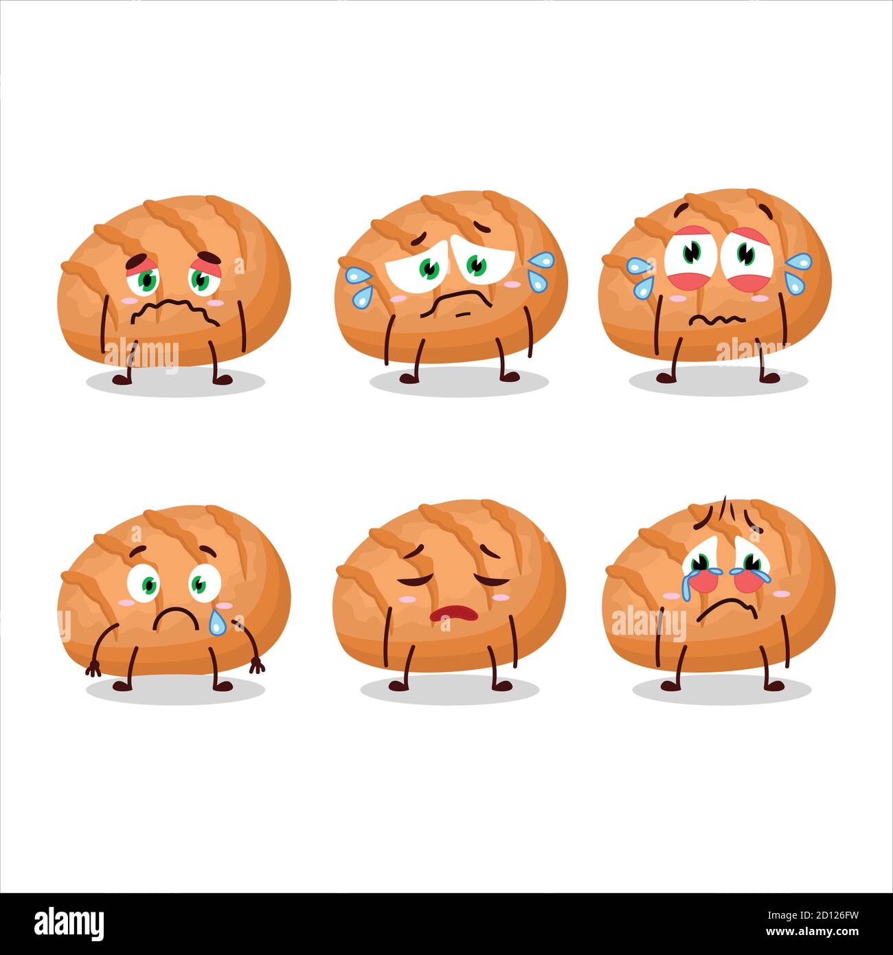 Bun bread cartoon character with sad expression Stock Vector Image ...