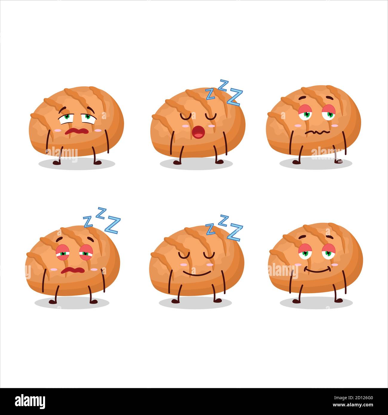 Cartoon character of bun bread with sleepy expression Stock Vector ...