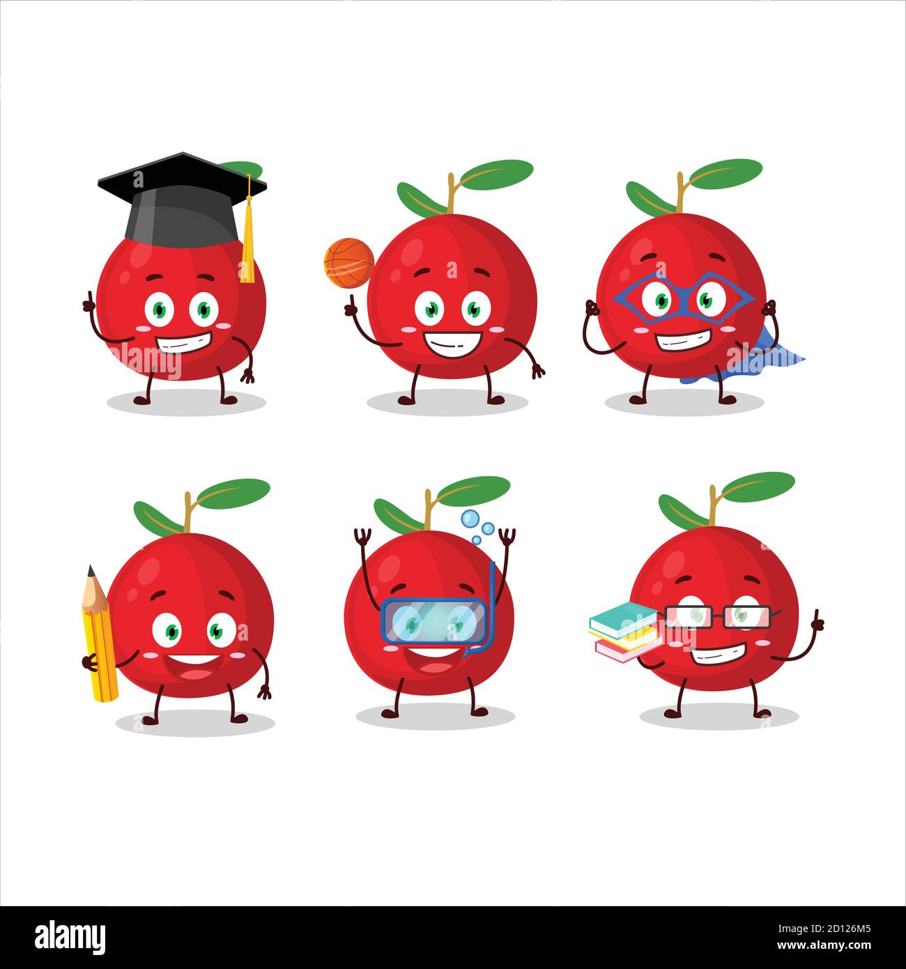 School student of cranberry cartoon character with various expressions ...