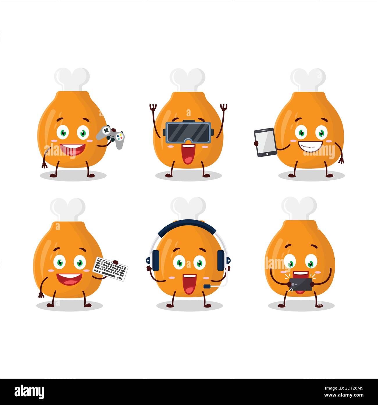 Chicken thighs cartoon character are playing games with various cute ...