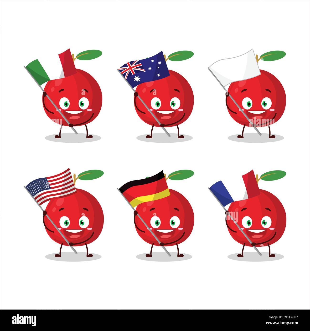 Cranberry cartoon character bring the flags of various countries Stock ...