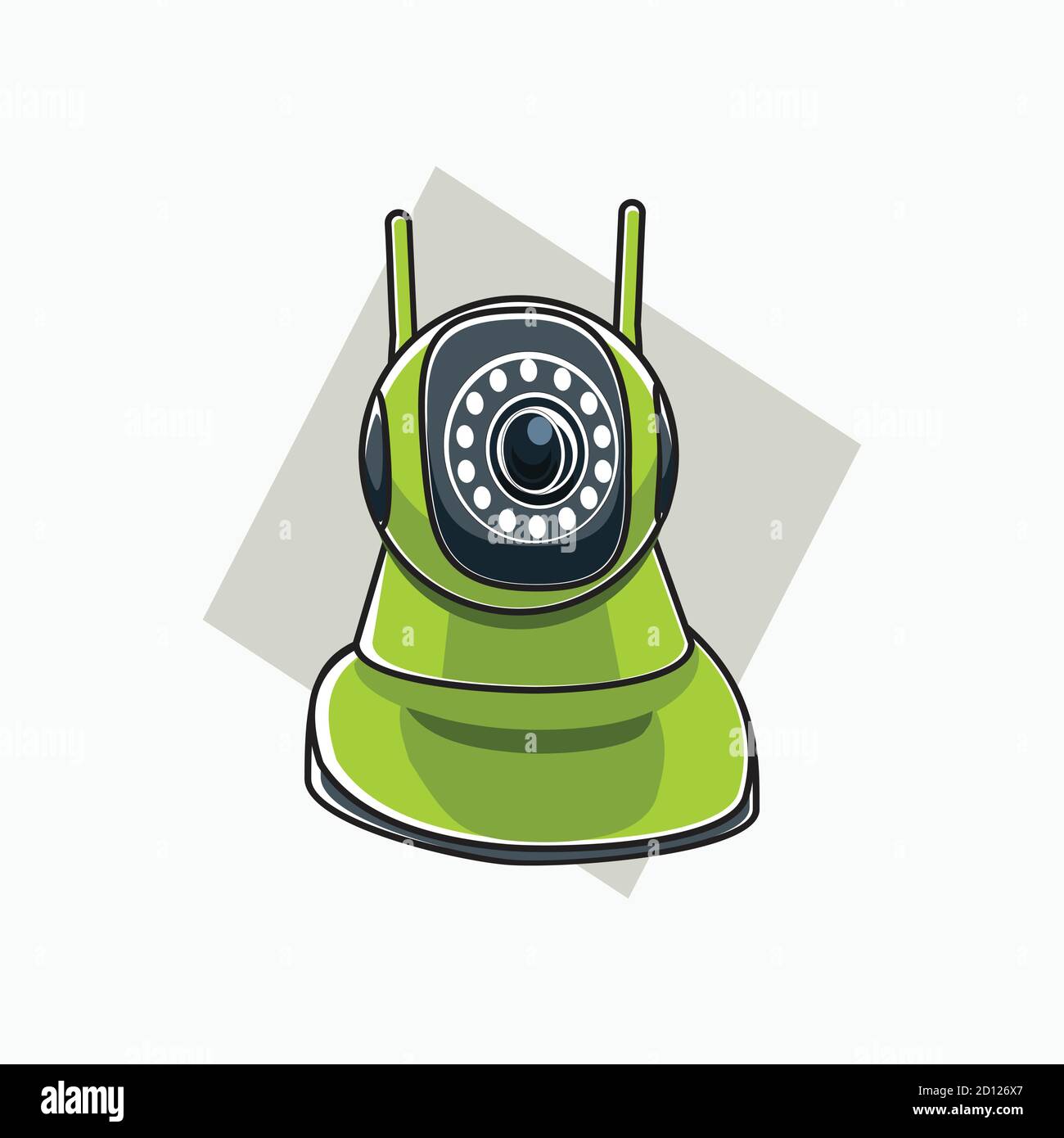 vector illustrations - green CCTV (camera surveillance) dual antenna ...