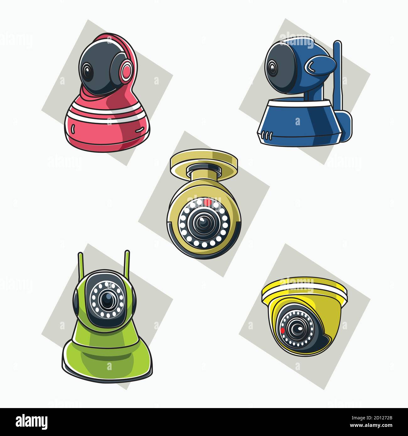 vector illustrations - indoor, Wireless CCTV (camera surveillance) tube ...