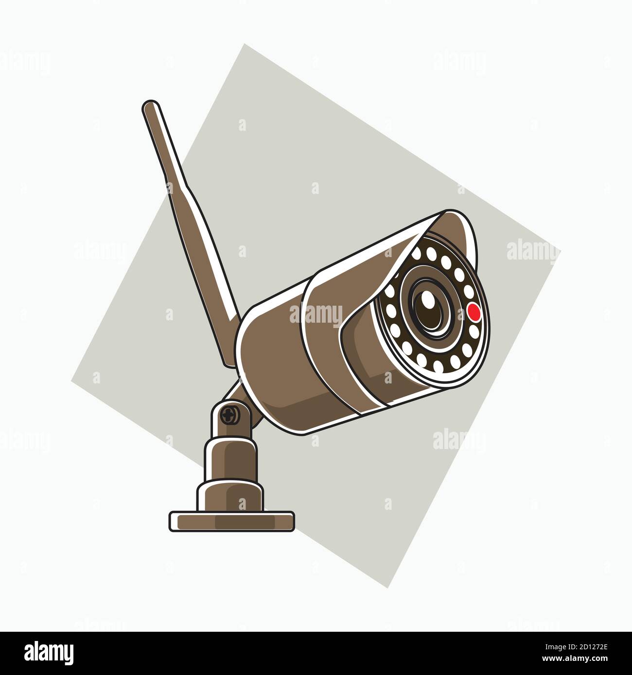 vector illustrations - brown tube shaped CCTV (camera surveillance) for ...
