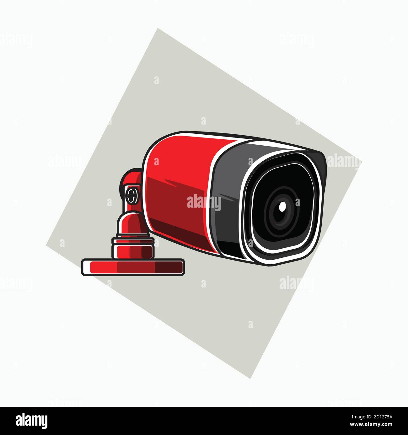 vector illustrations - red square shaped CCTV (camera surveillance) for ...