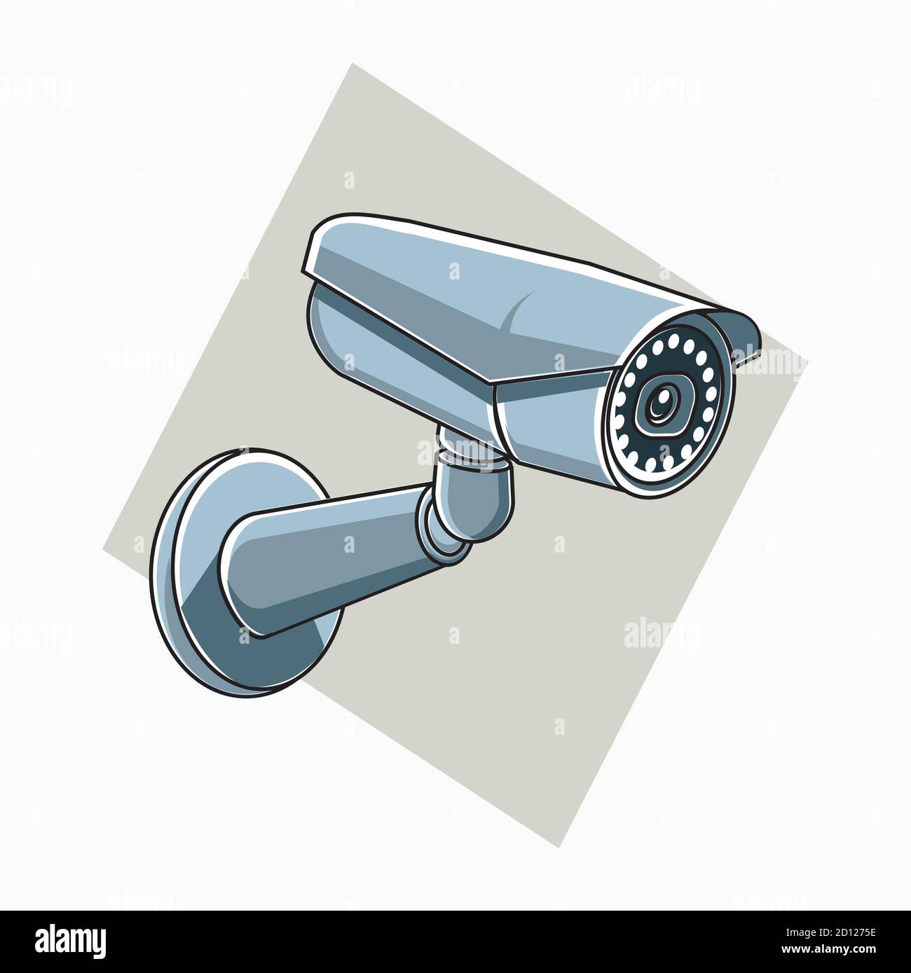 vector illustrations - light grey tube shaped CCTV (camera surveillance ...
