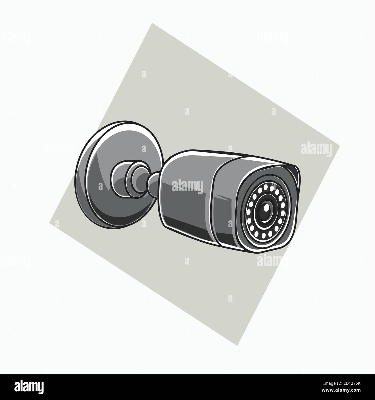 vector illustrations - grey square shaped CCTV (camera surveillance ...