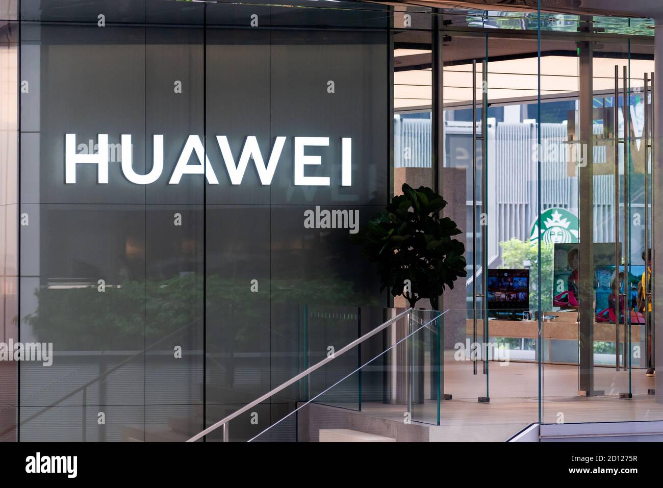 Chinese multinational technology company Huawei logo seen at their ...