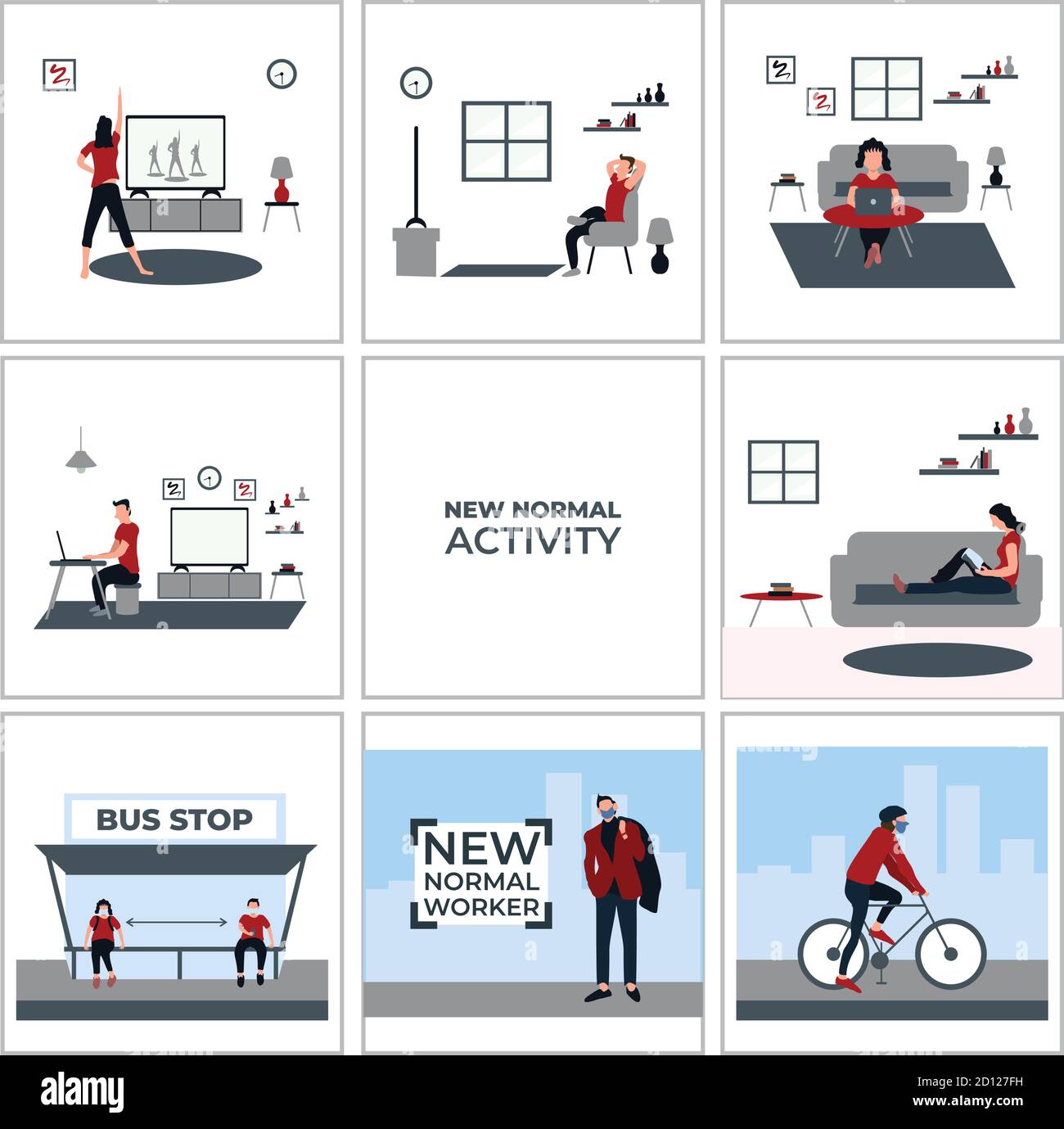 Woman on bike bus Stock Vector Images - Alamy