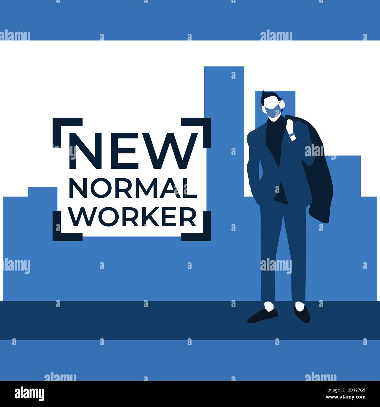 new normal worker wearing masker - two tone flat illustrations Stock ...
