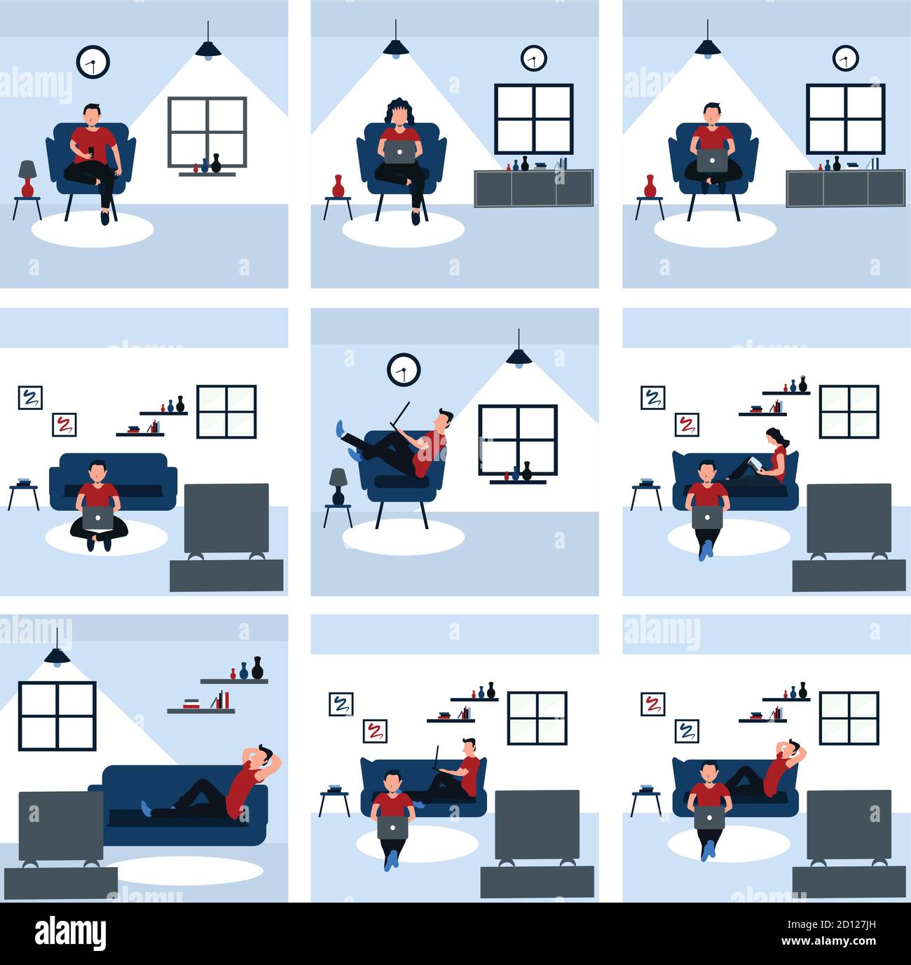 Businessman watching tv home Stock Vector Images - Alamy