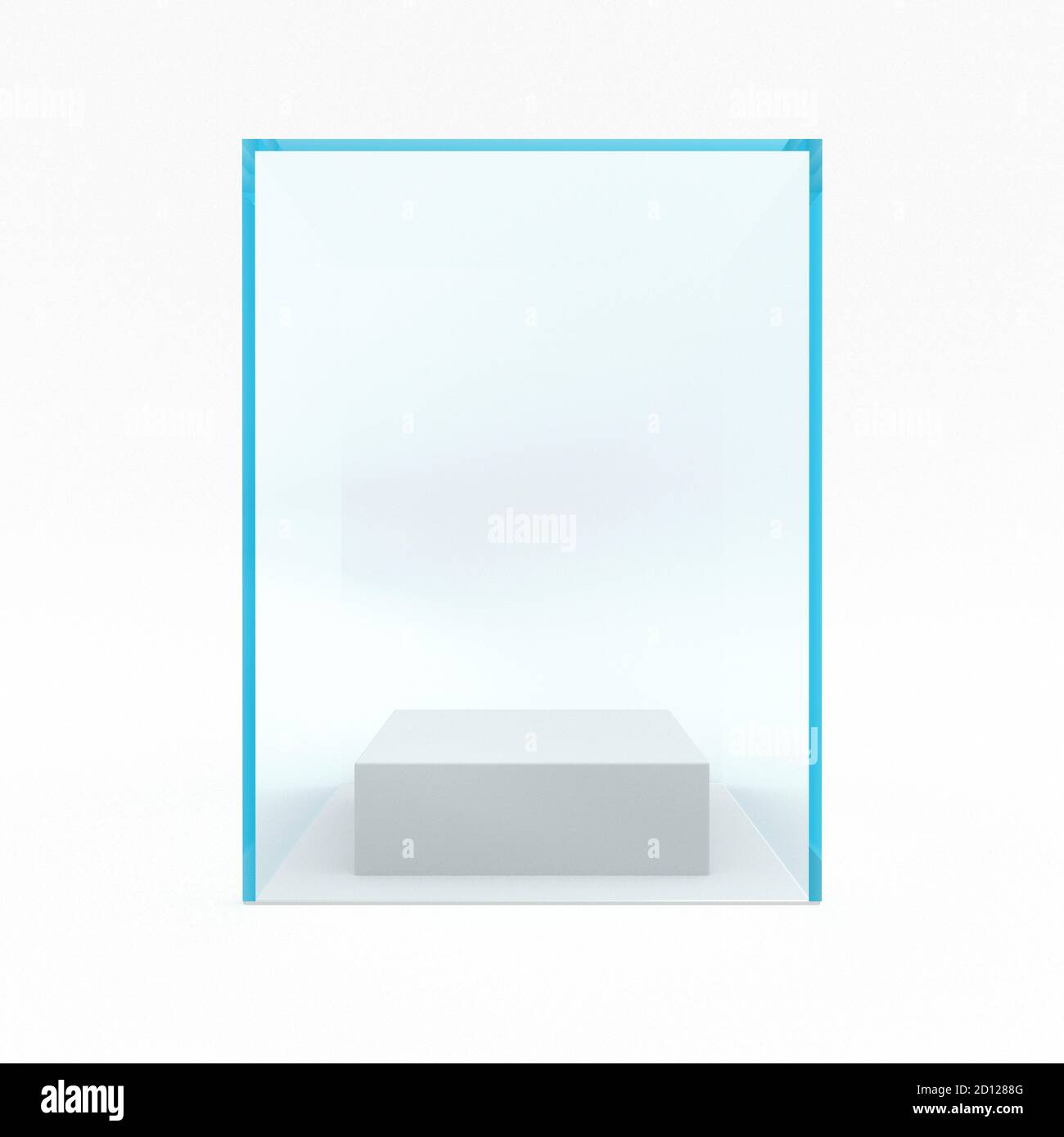 Empty transparent glass showcase with podium. 3d rendering Stock Photo ...