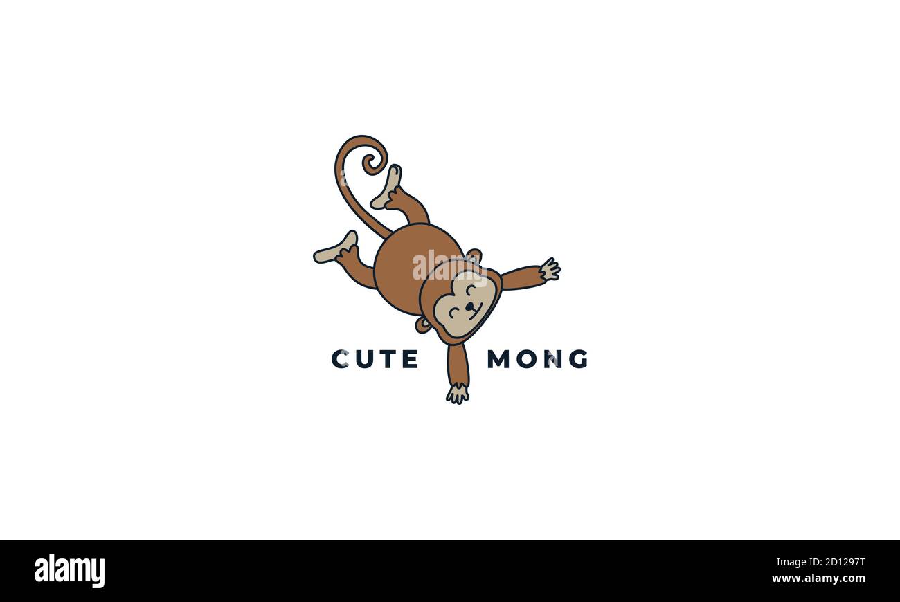 animal monkey attractions cute cartoon logo icon illustration vector ...