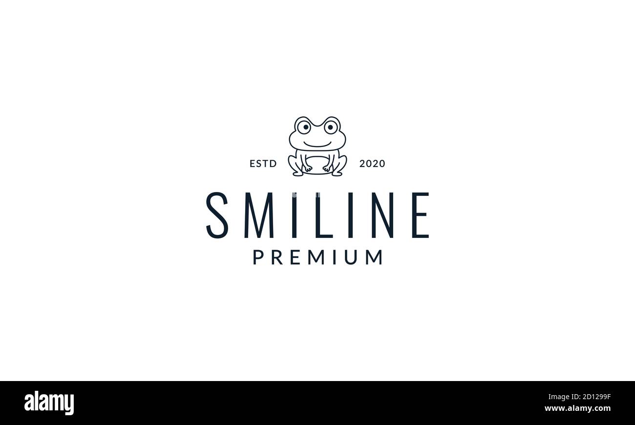 frog or toad line smile cute cartoon logo icon illustration vector ...