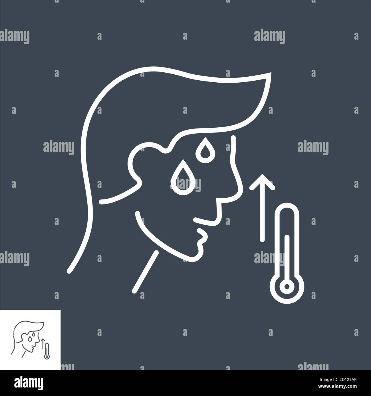 High body temperature related vector thin line icon Stock Vector Image ...