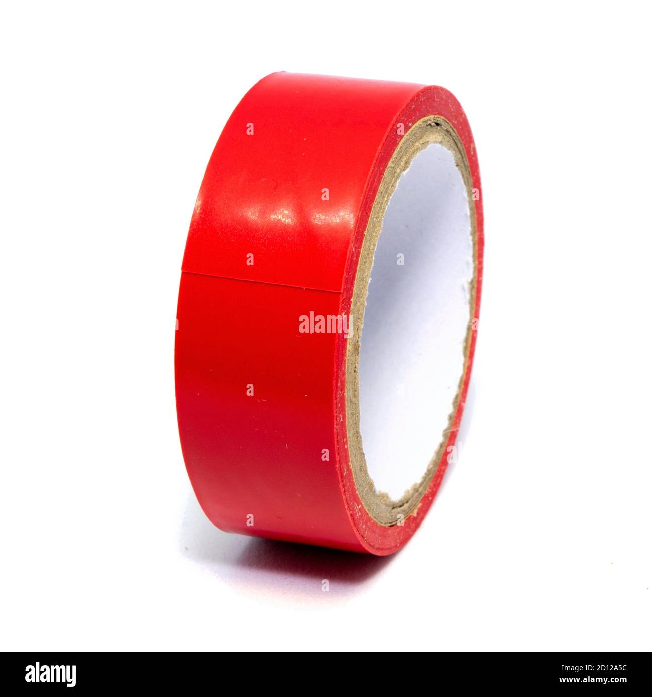 Roll of red plastic duct tape isolated on white background Stock Photo ...