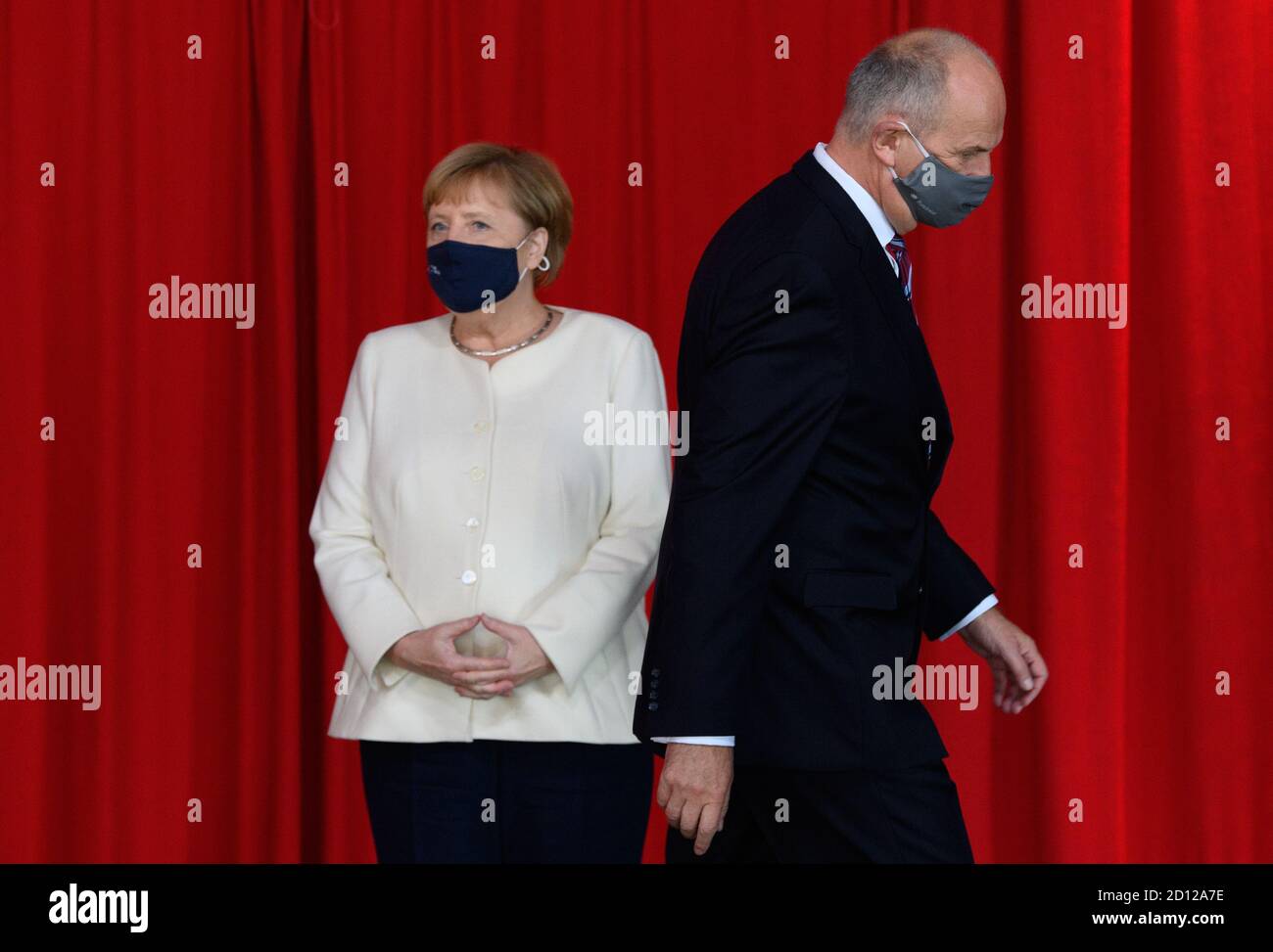 03 October 2020, Brandenburg, Potsdam: Chancellor Angela Merkel (CDU ...