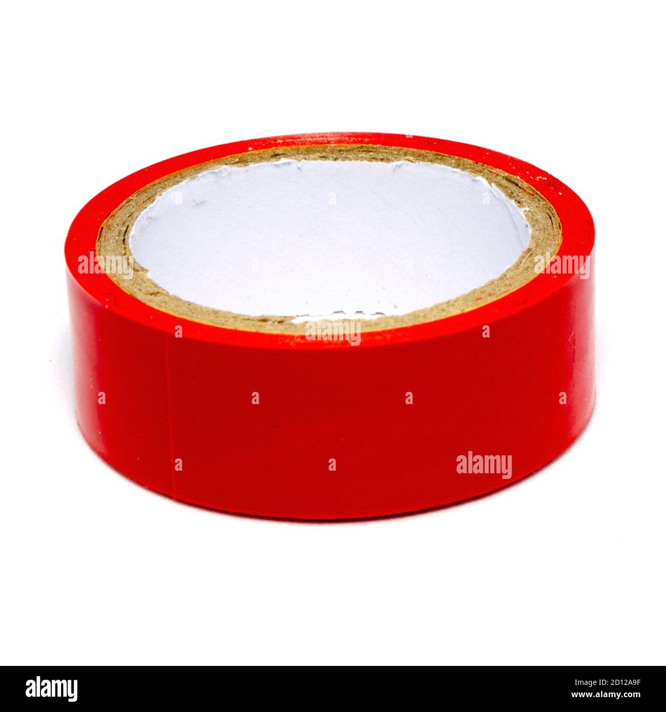 Roll of red plastic duct tape isolated on white background Stock Photo ...