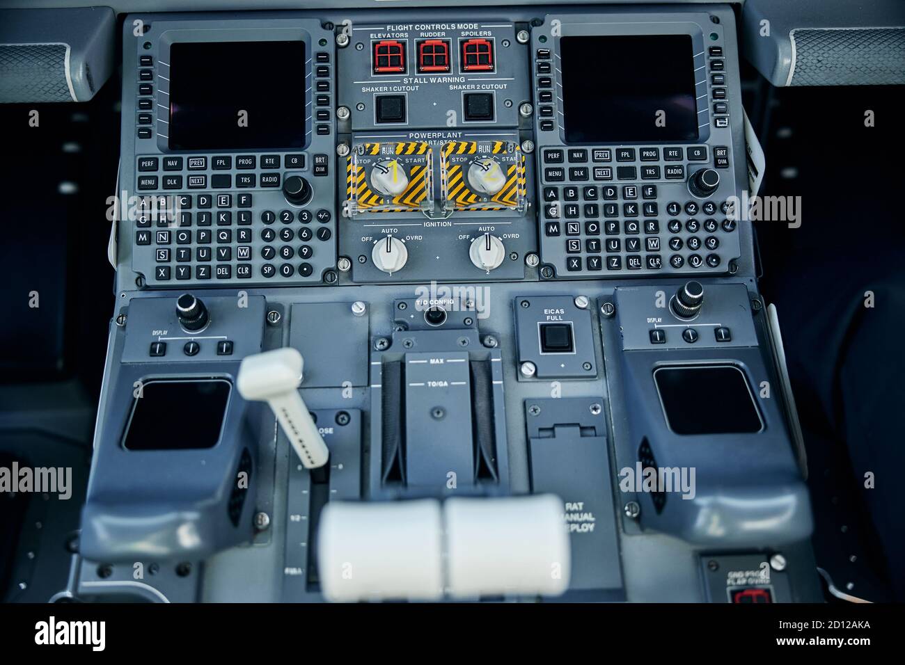 Panel with switchers inside pilot cockpit in jet Stock Photo - Alamy