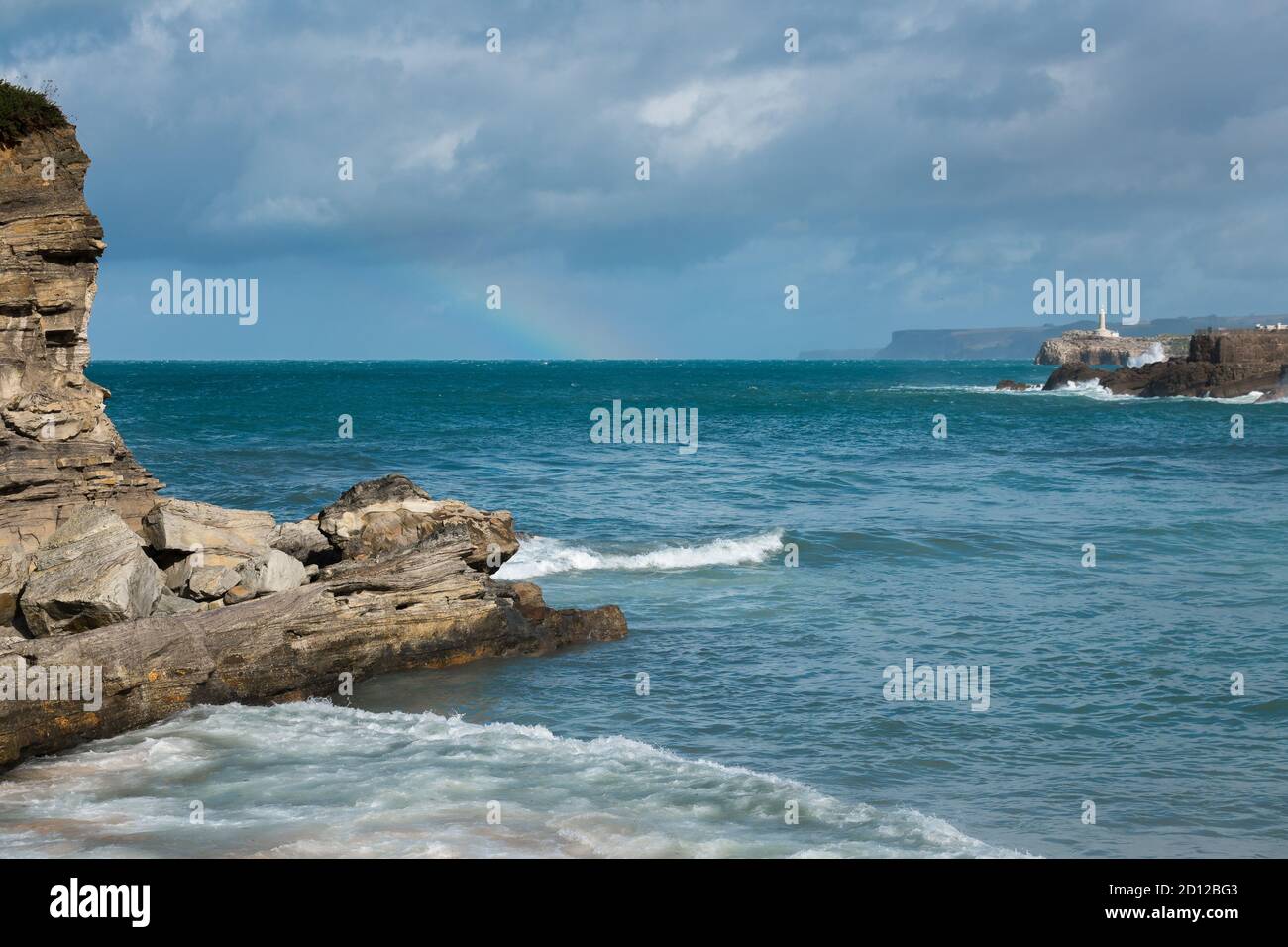 Bay of Santander with Mouro lighthouse in the background, Santander ...