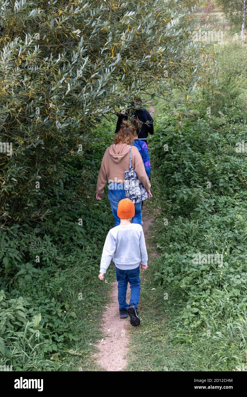 People walk along the forest path Stock Photo - Alamy