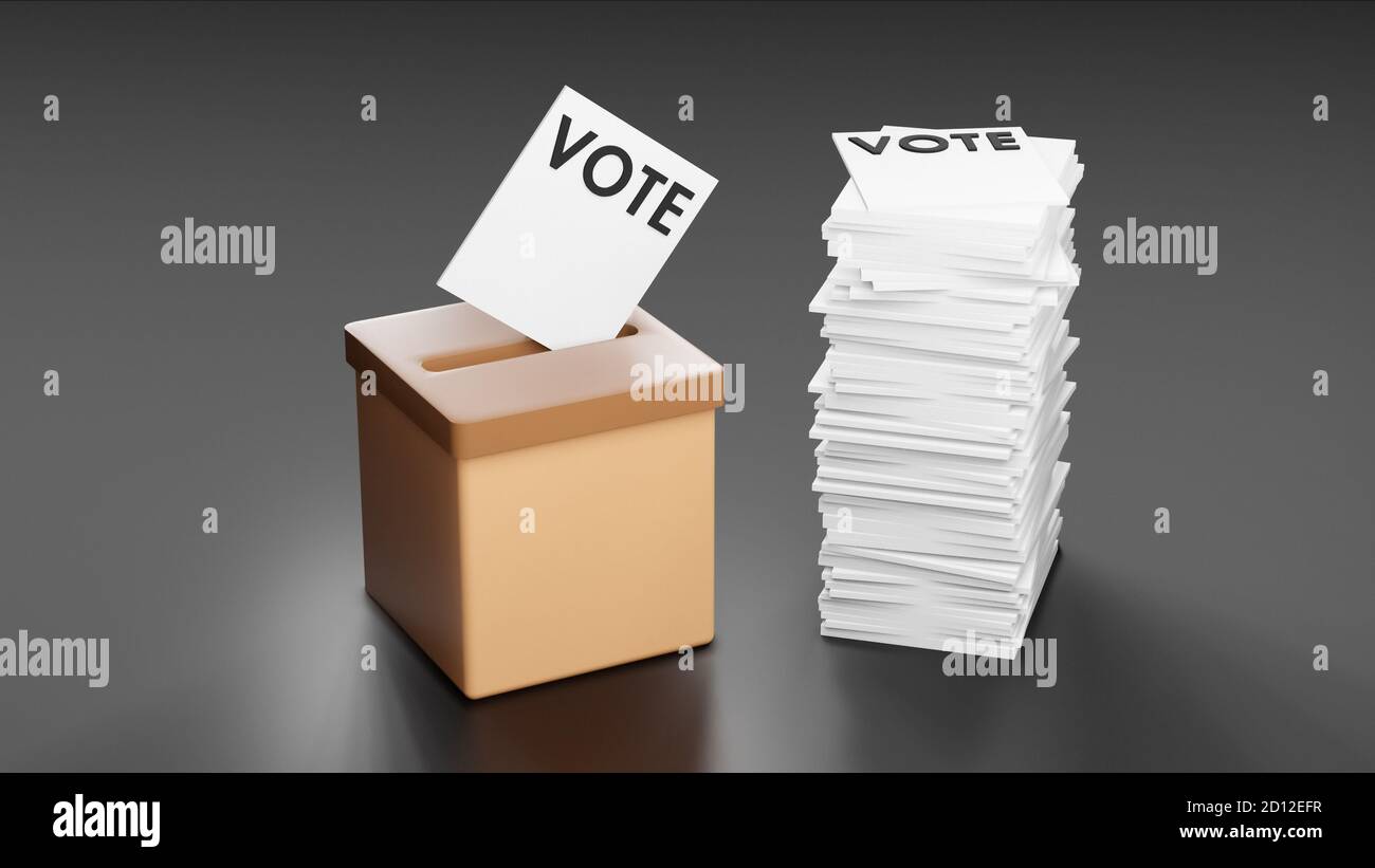 Ballot box vote, inserting voting paper, 2020 usa democratic general ...