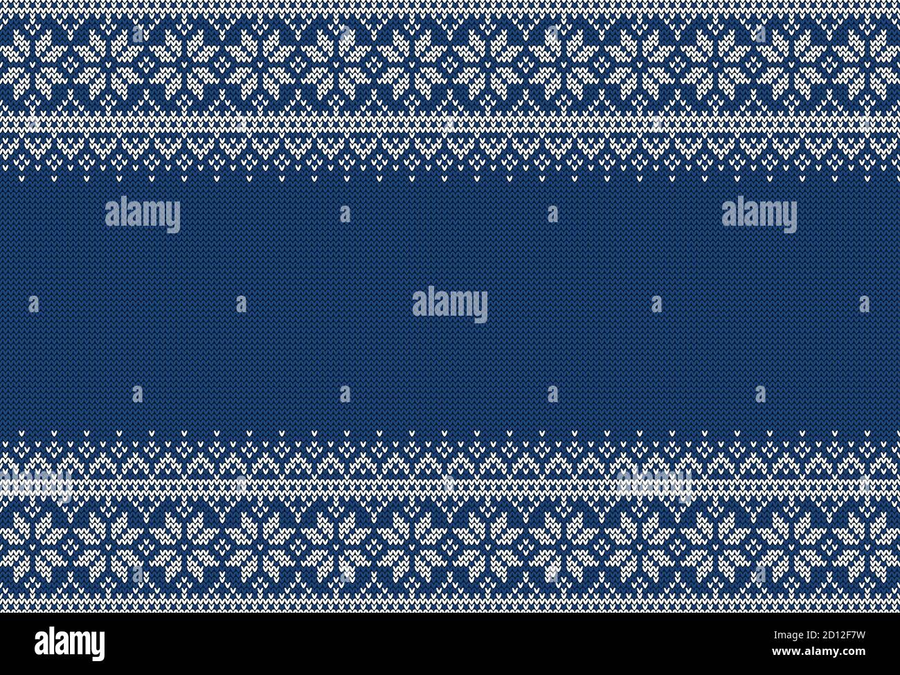 Knitted sweater background with copyspace. Blue and white horizontal ...