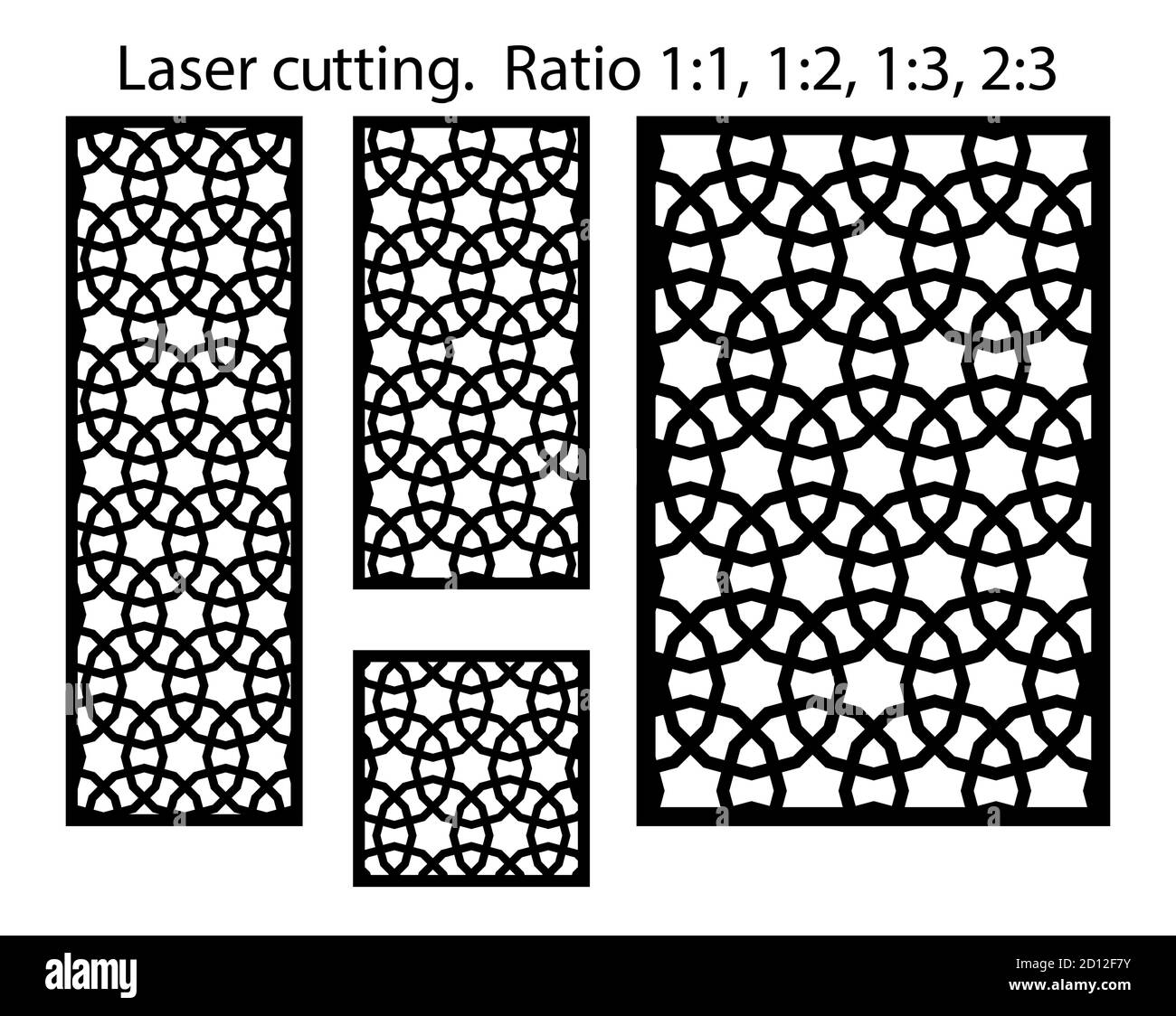 Cnc geometric template set. Laser cutting vector pattern. Panels and screens for cnc cut Stock ...