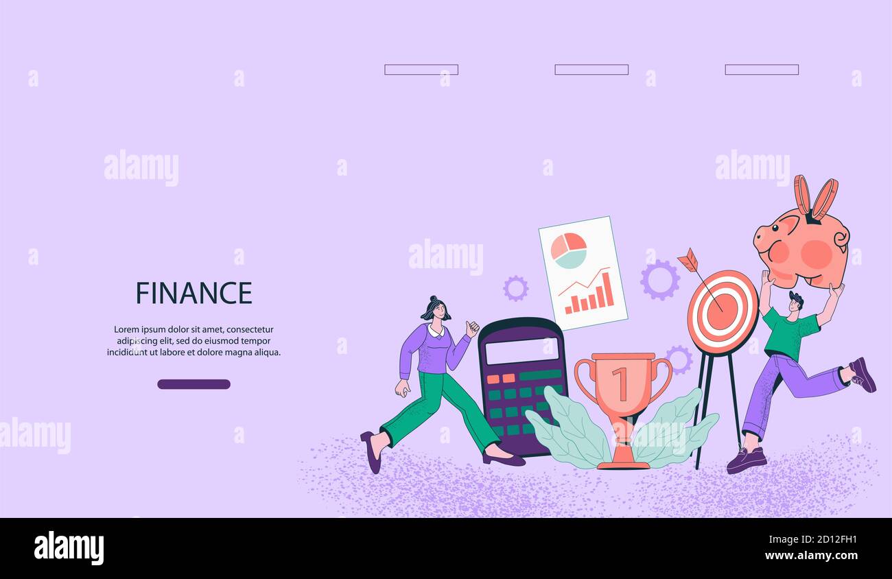 Finance management and analytics web banner template flat vector ...