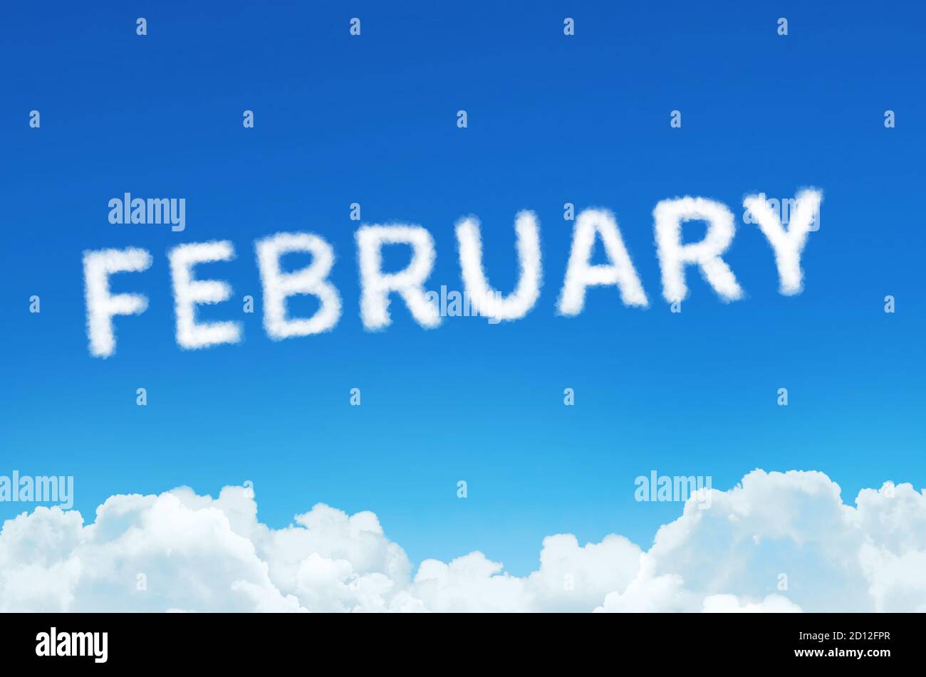 Word February made of clouds steam on blue sky background. Month ...