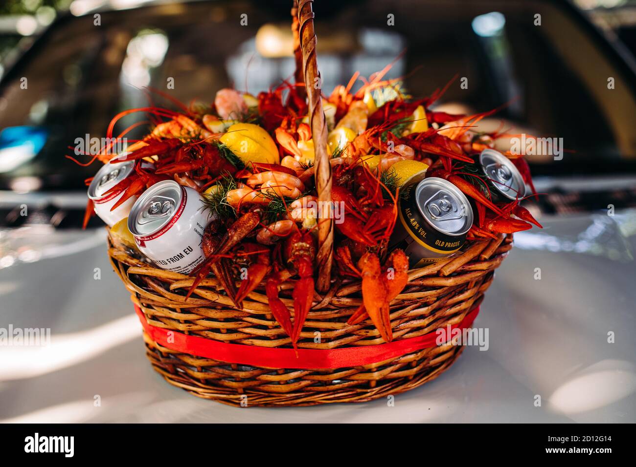 Large basket with cooked red large crayfish Stock Photo - Alamy
