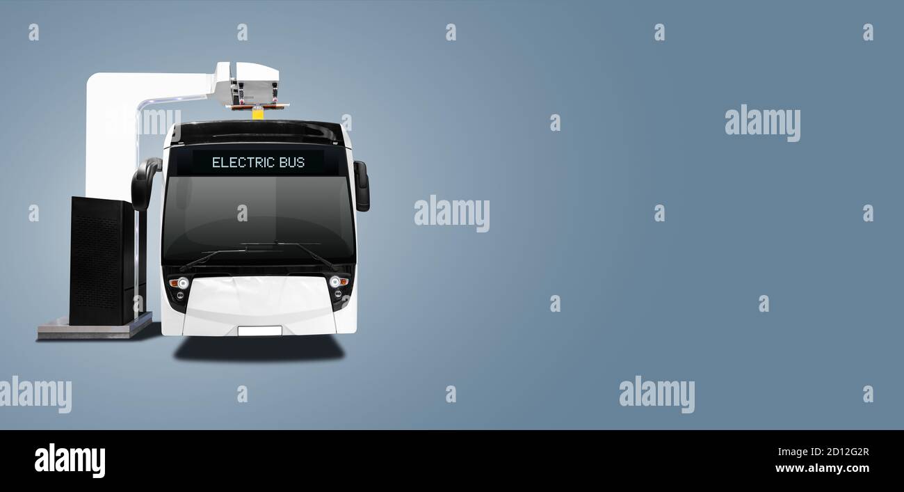 Electric tourist bus on a city street Stock Photo - Alamy