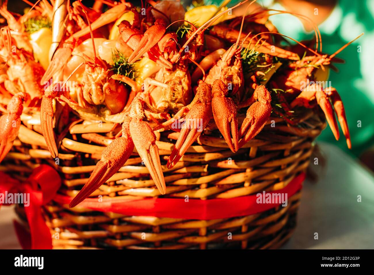 Large basket with cooked red large crayfish Stock Photo - Alamy