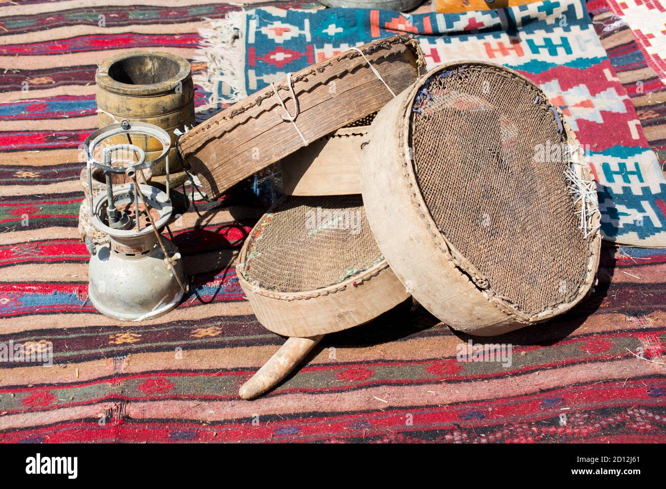 Traditional type sieve made of wood Stock Photo - Alamy