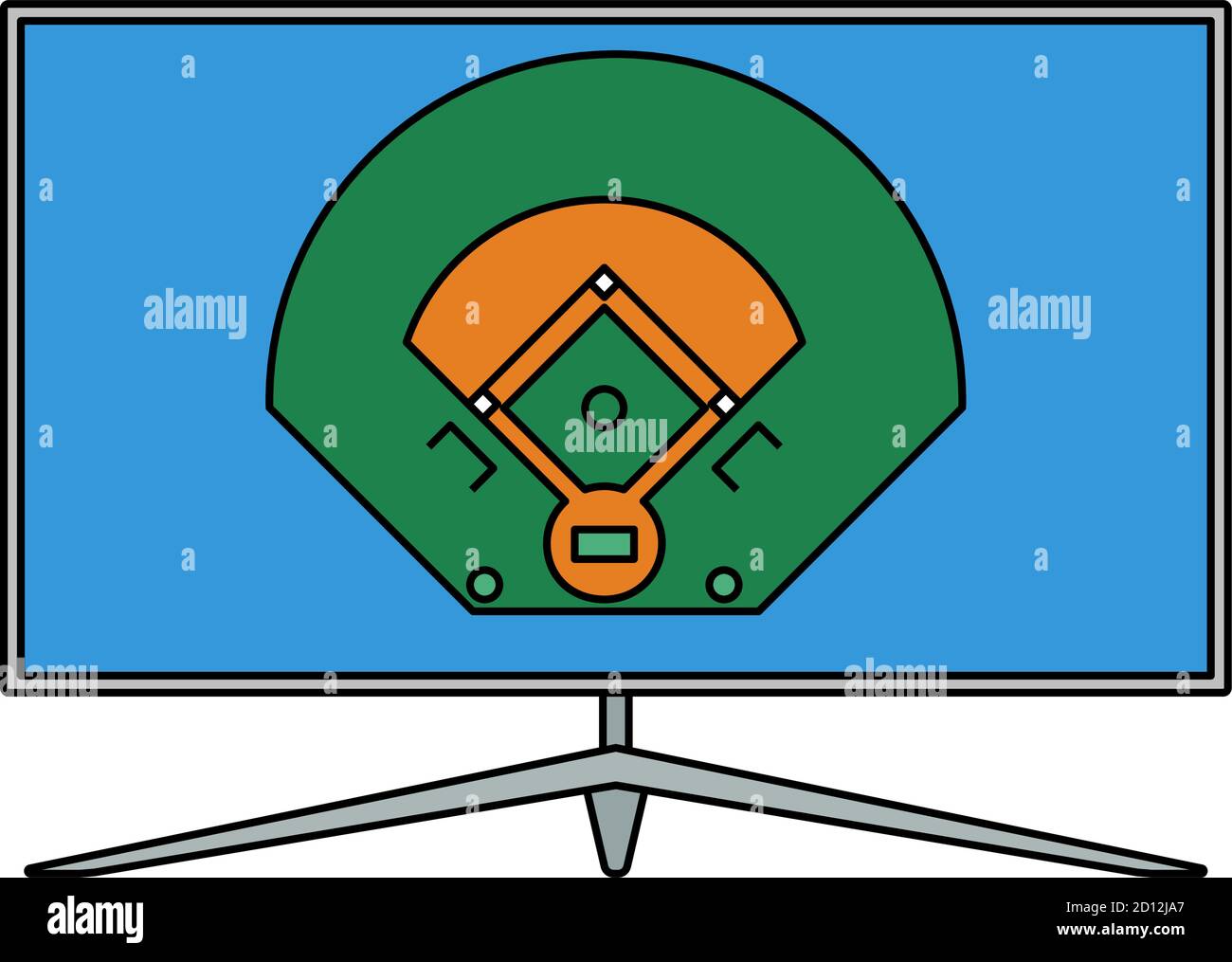 Baseball Tv Translation Icon. Editable Outline With Color Fill Design ...