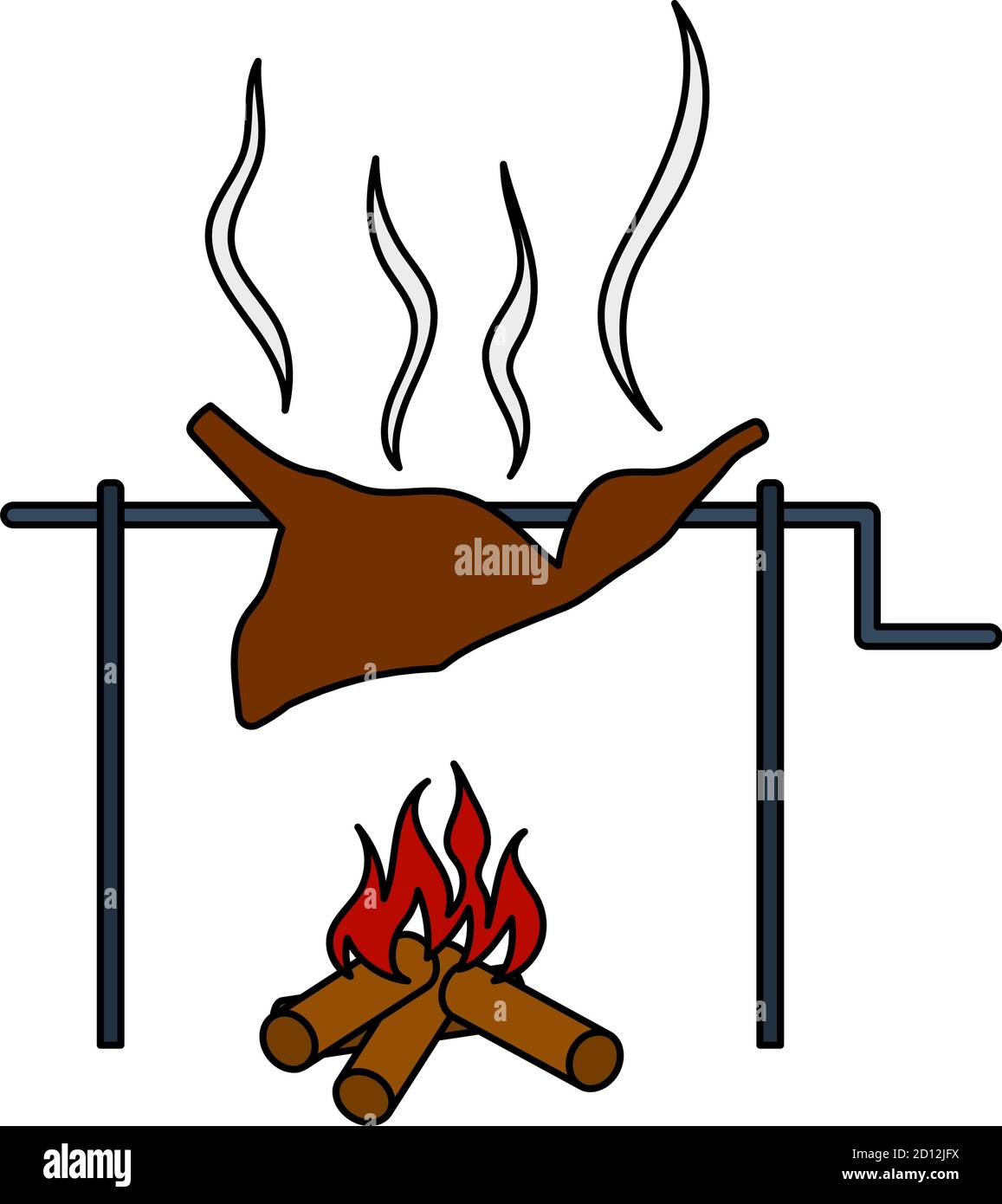 Icon Of Roasting Meat. Editable Outline With Color Fill Design. Vector ...