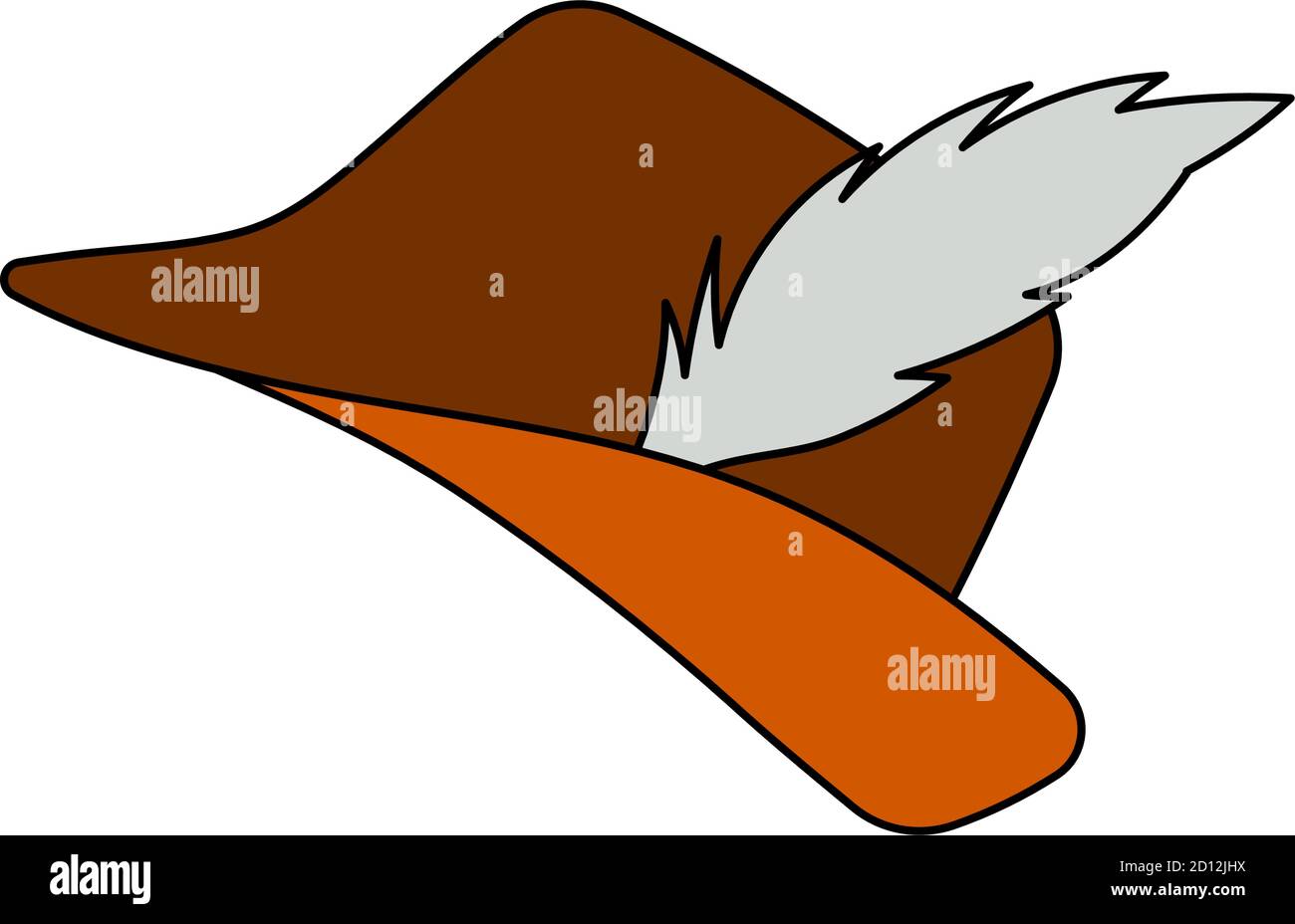 Icon Of Hunter Hat With Feather. Editable Outline With Color Fill ...