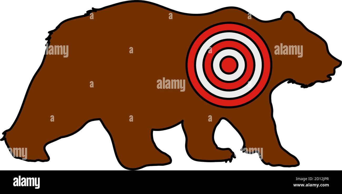 Icon Of Bear Silhouette With Target. Editable Outline With Color Fill ...