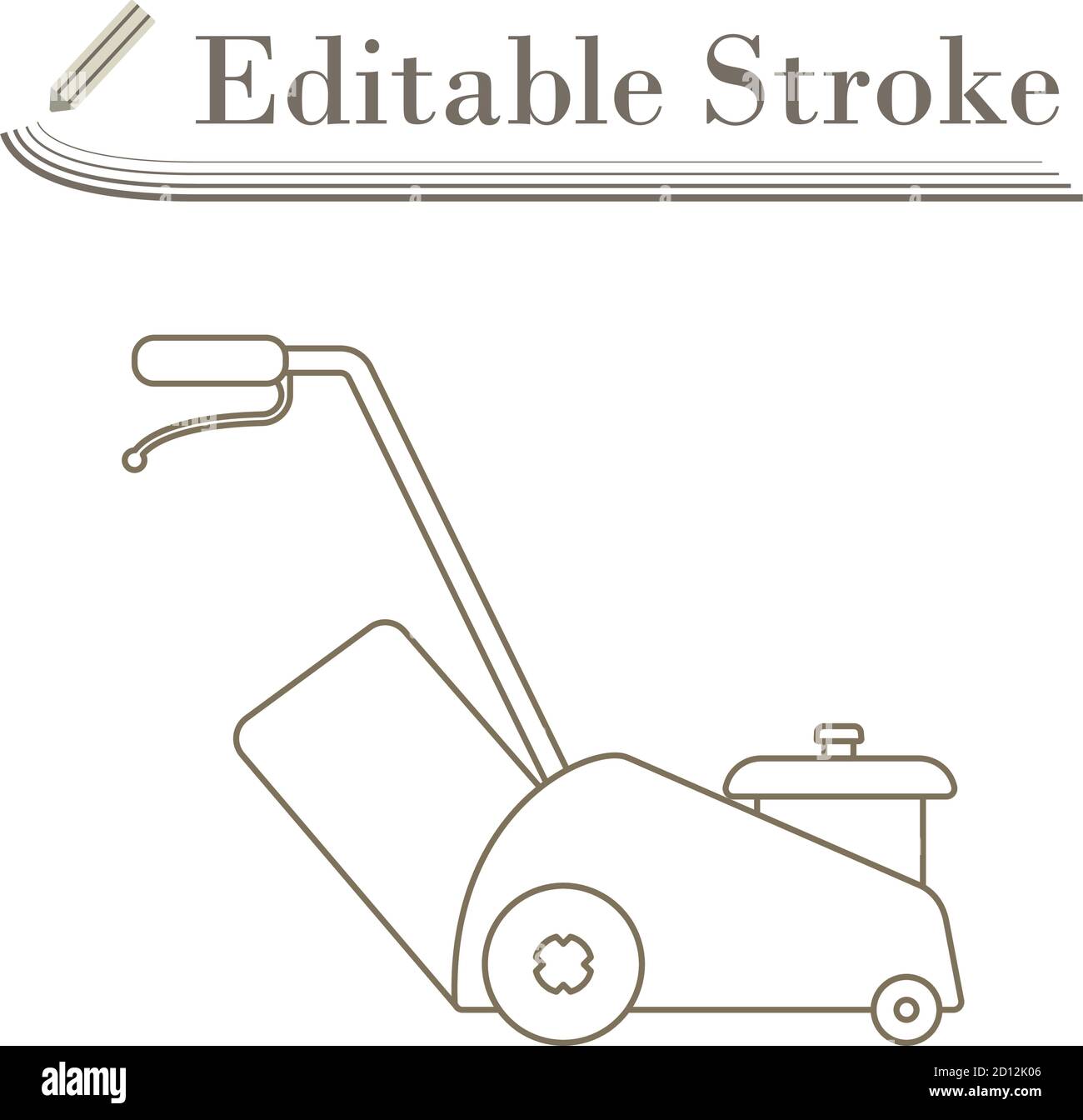 Lawn Mower Icon. Editable Stroke Simple Design. Vector Illustration ...