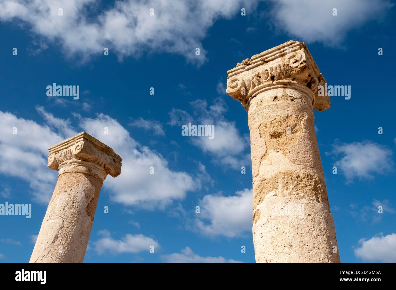 Roman columns, Paphos archaeological park, Kato Paphos, Cyprus Stock ...