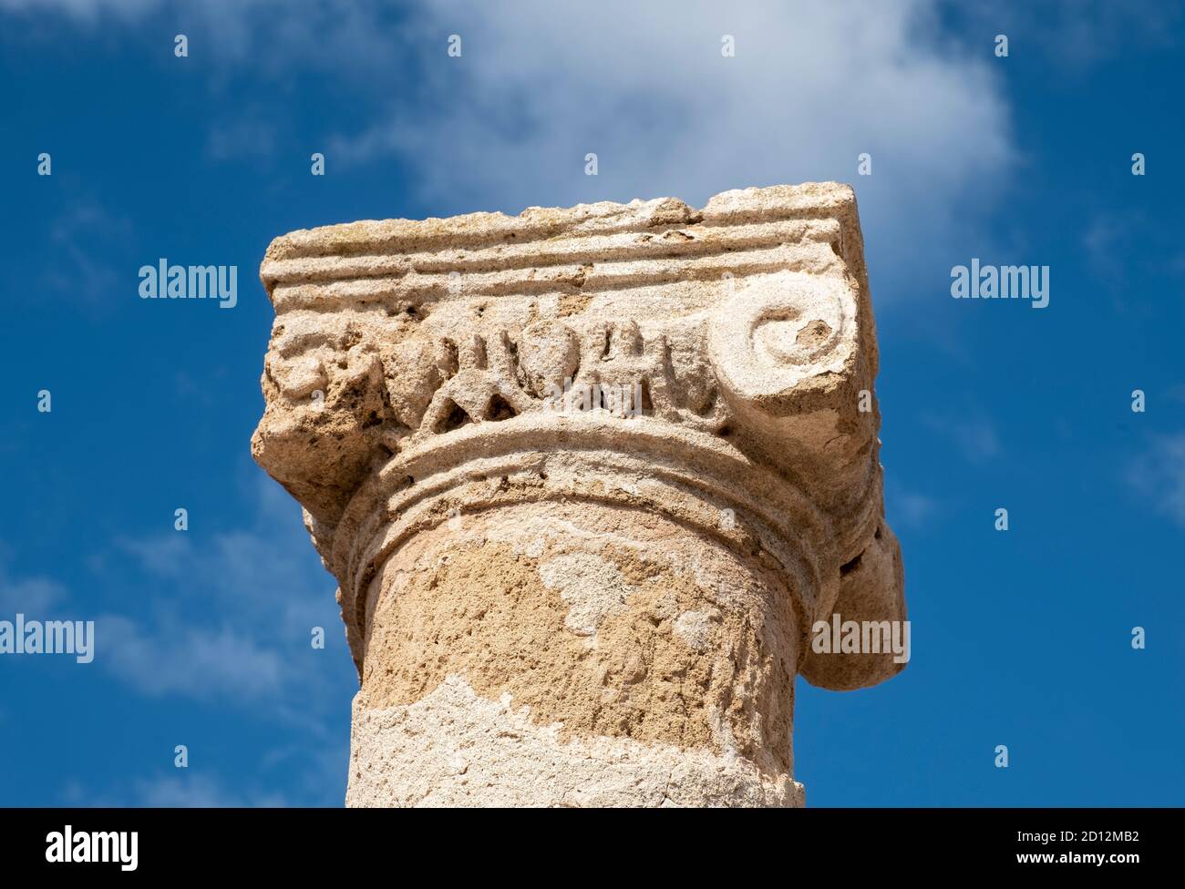 Roman columns, Paphos archaeological park, Kato Paphos, Cyprus Stock ...