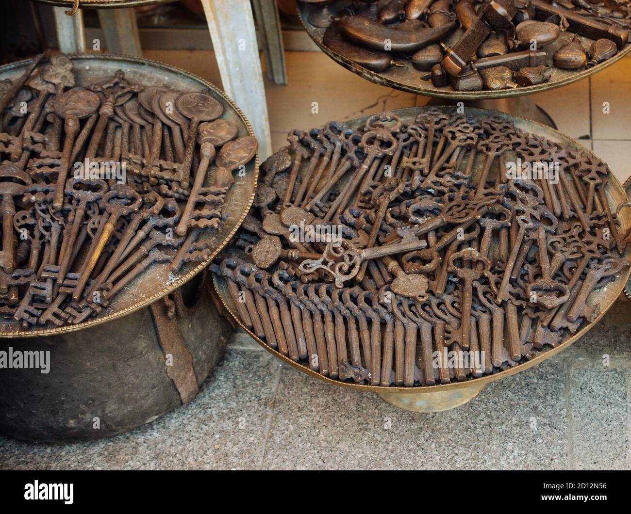 Antique styled color decorativel key made of metal Stock Photo - Alamy