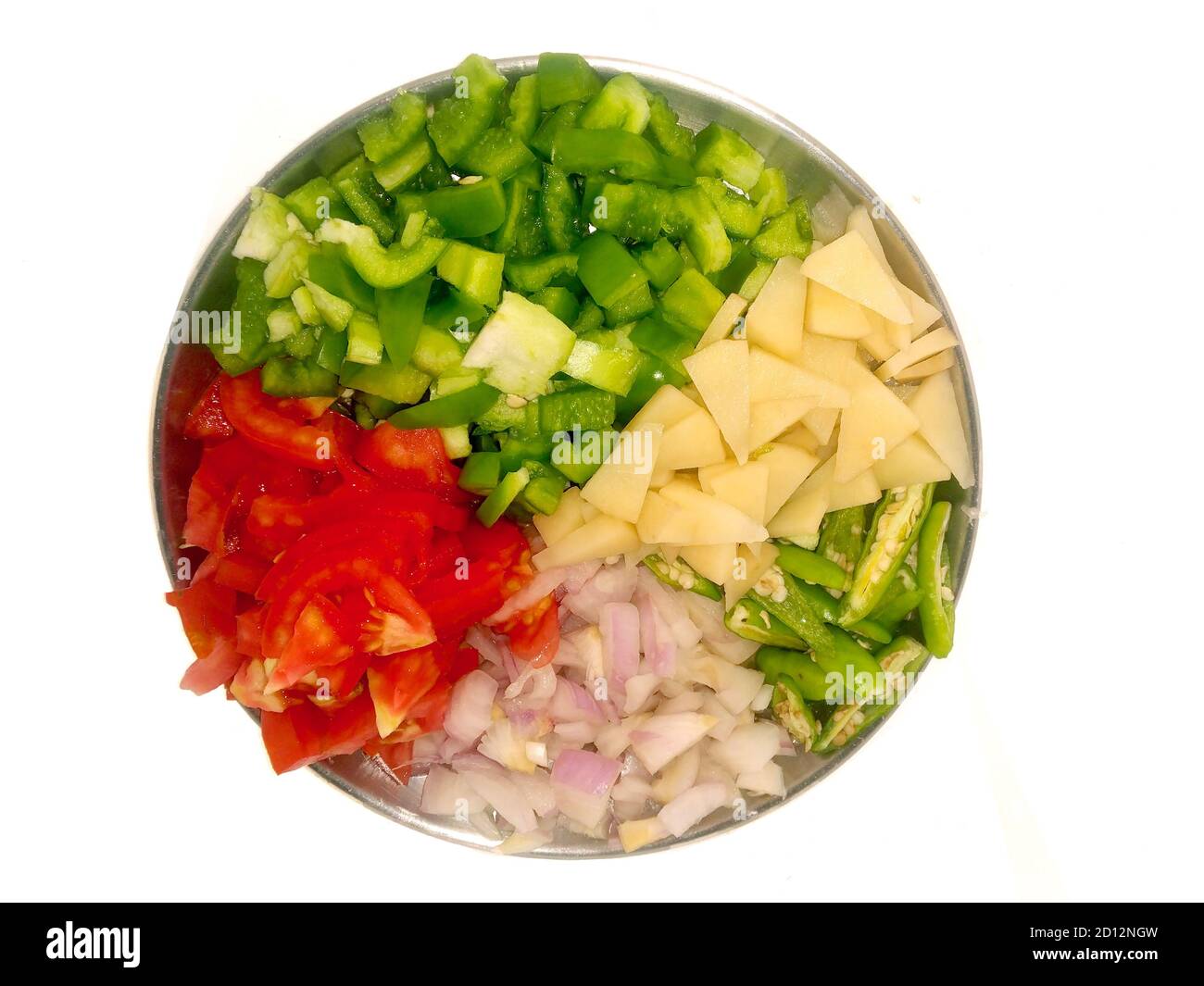 vegetable isolated on white background on a plate. five vegetable on a ...