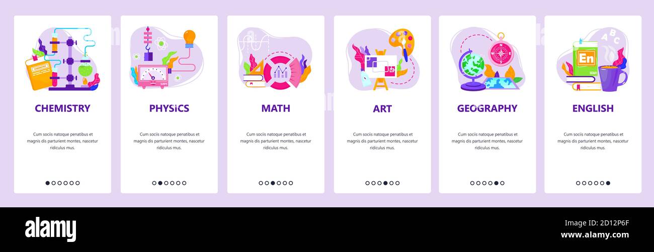 Study subjects chemistry, physics, math, art, geography, english ...