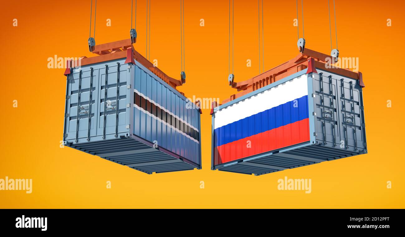 Freight containers with Botswana and Russia national flag. 3D Rendering Stock Photo - Alamy