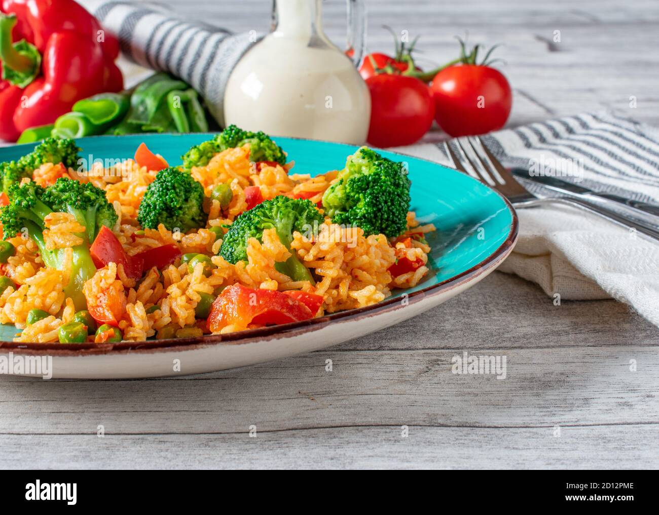 mediterranean vegetarian dish with rice and vegetables Stock Photo - Alamy